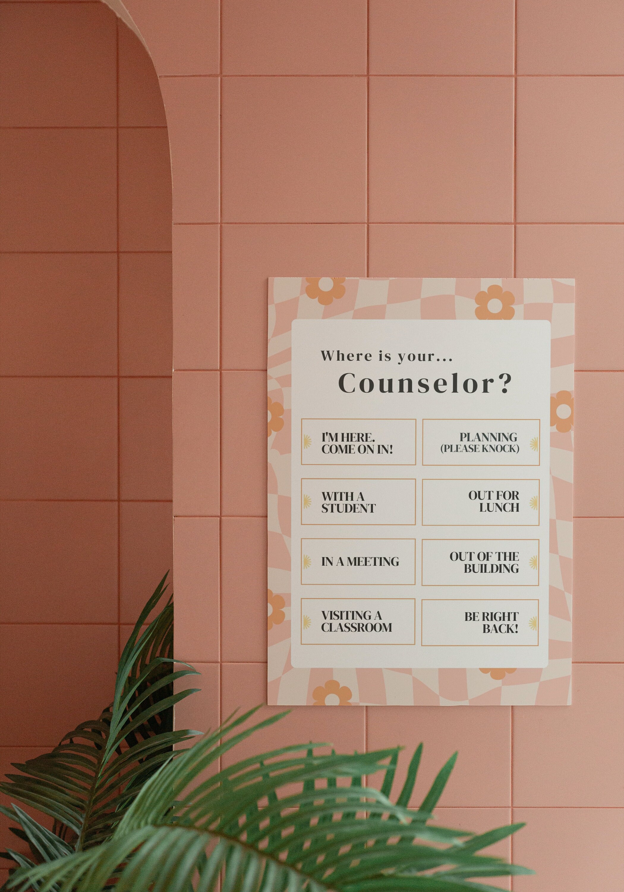 Where is Your School Counselor Pink Checkered Sign (instant Digital ...