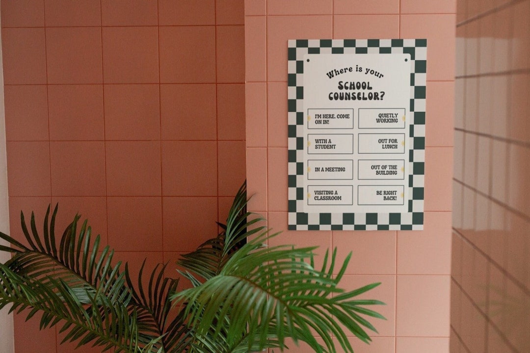 Where is Your School Counselor Checkered Sign (digital Download Version ...