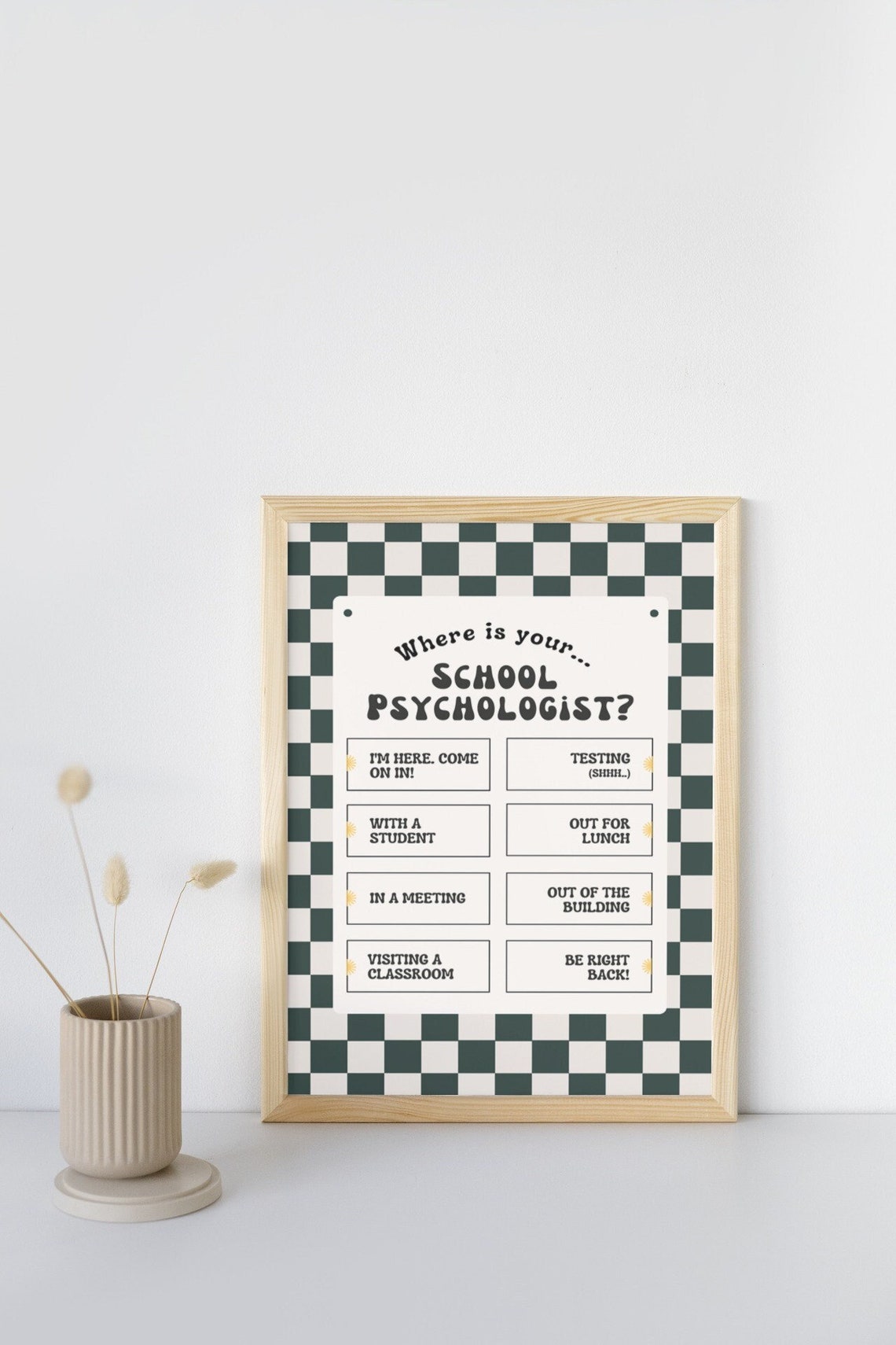 Where is Your School Psychologist Black Checkered Sign (instant Digital ...