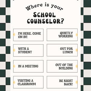 Where is Your School Counselor Checkered Sign (digital Download Version ...