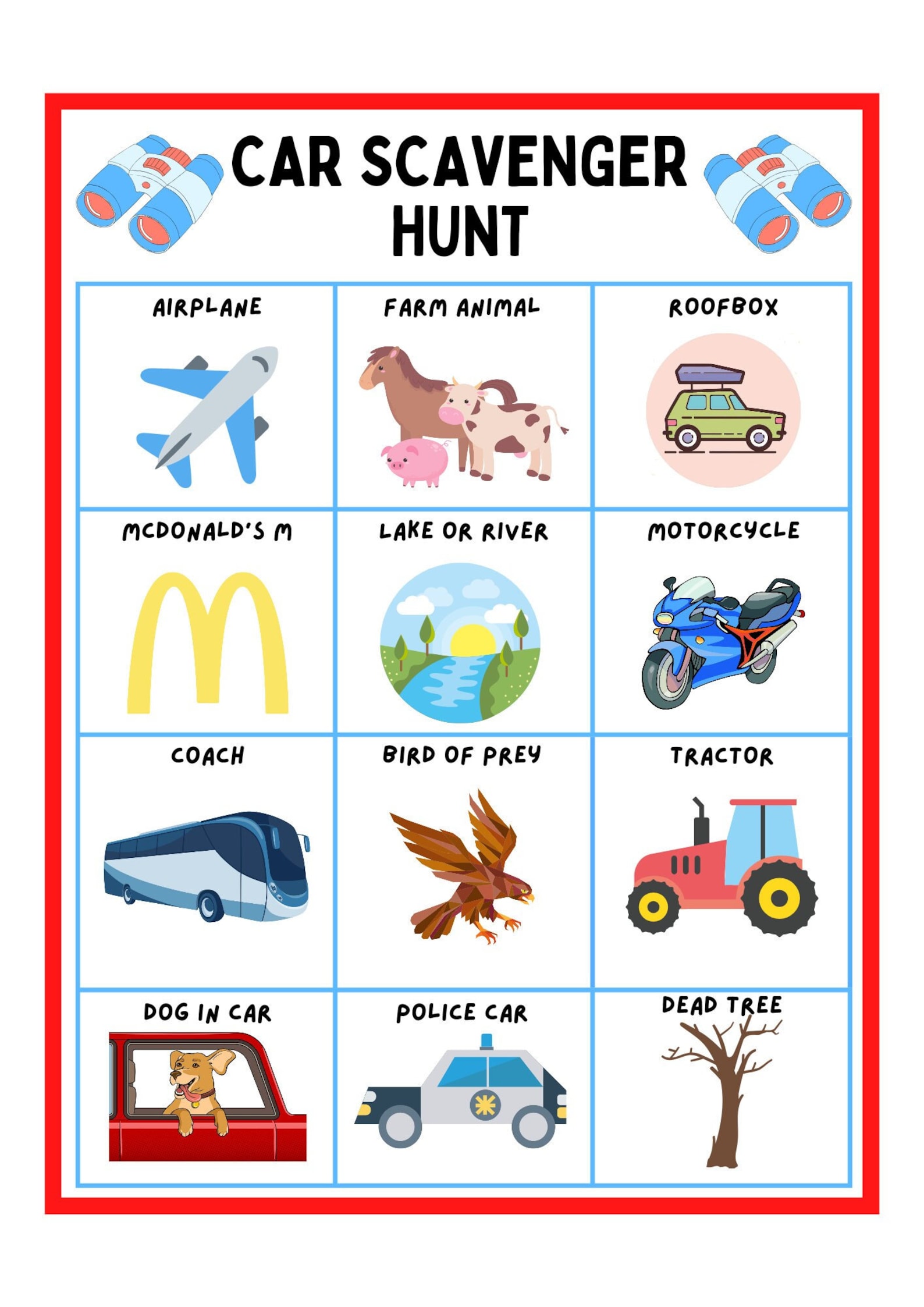 Car Scavenger Hunt - Travelling Game - Etsy