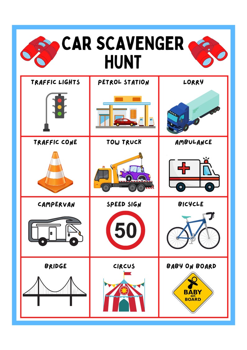 Car Scavenger Hunt - Travelling Game - Etsy