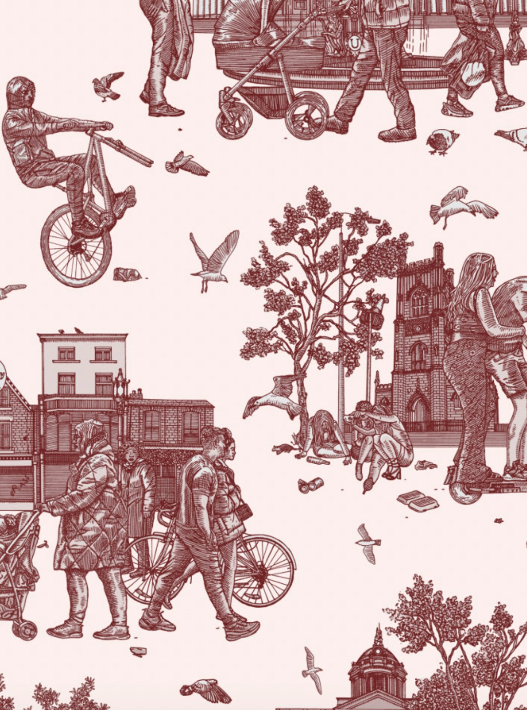 Liverpool Toile Anfield Red Wallpaper Sample - Etsy