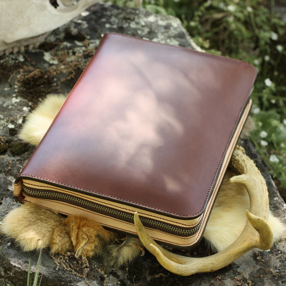 KUDAN // Artisan Zippered Leather 3-ring Binder - Etsy