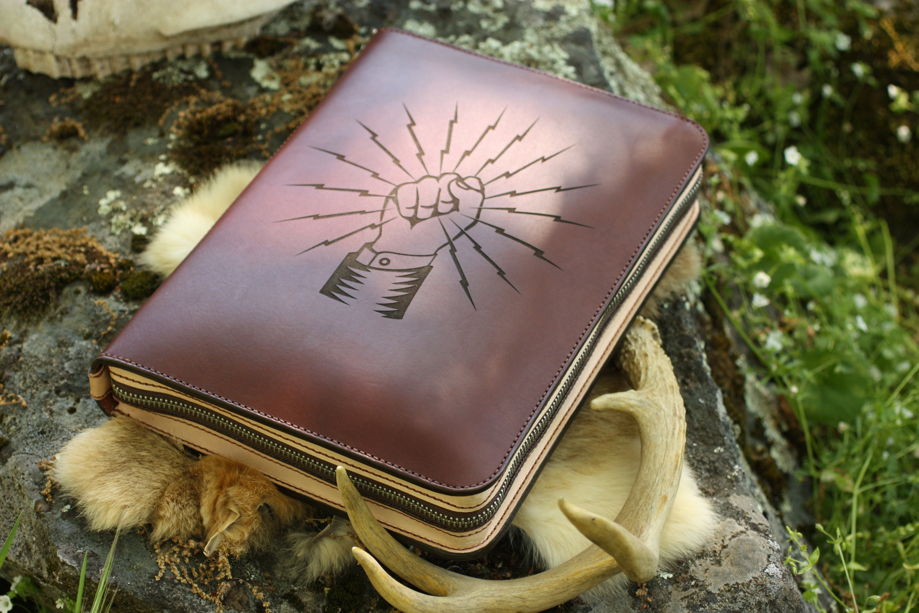 KUDAN // Artisan Zippered Leather 3-ring Binder - Etsy