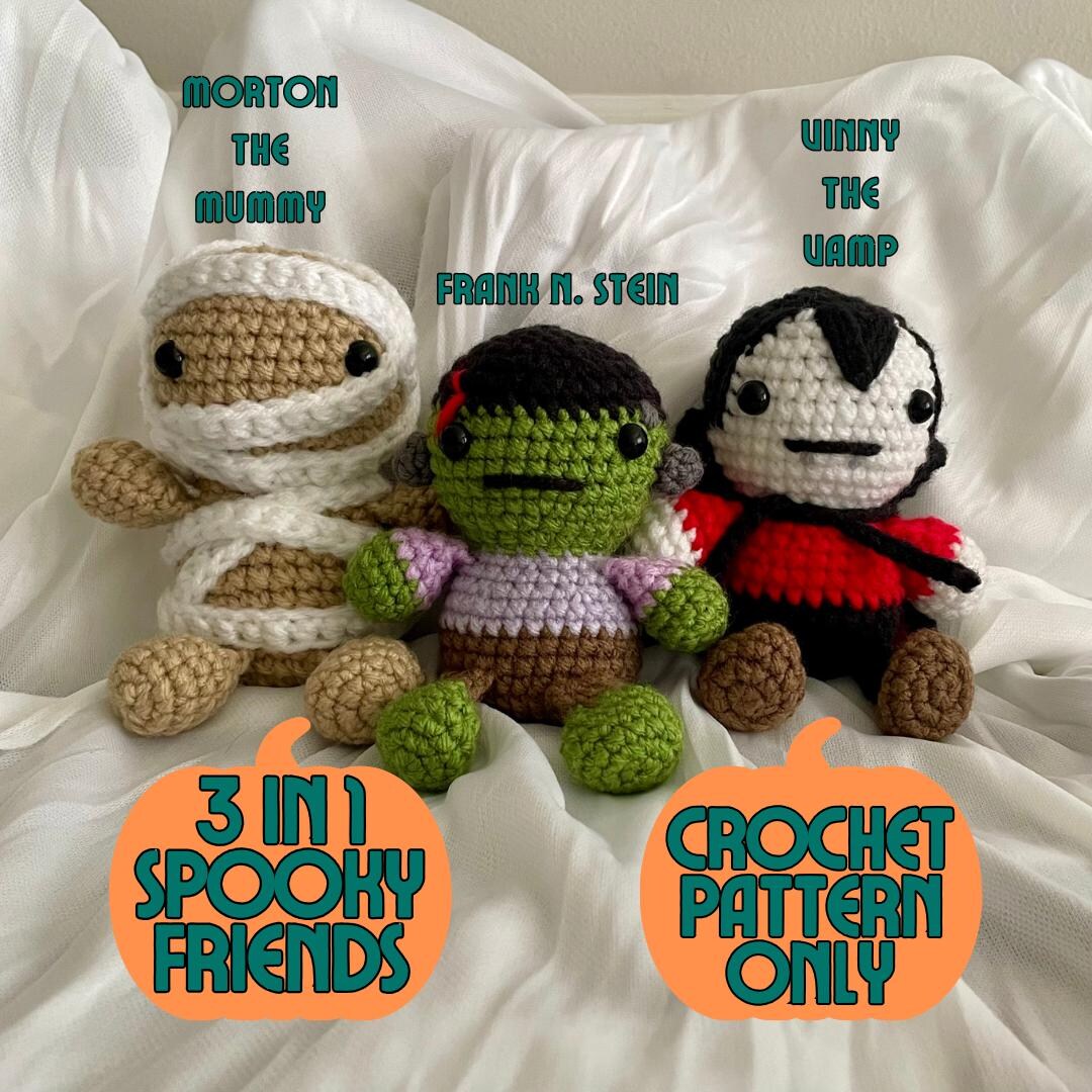 3 in 1 Spooky Friends Crochet Pattern || Amigurumi, Crochet, Mummy ...
