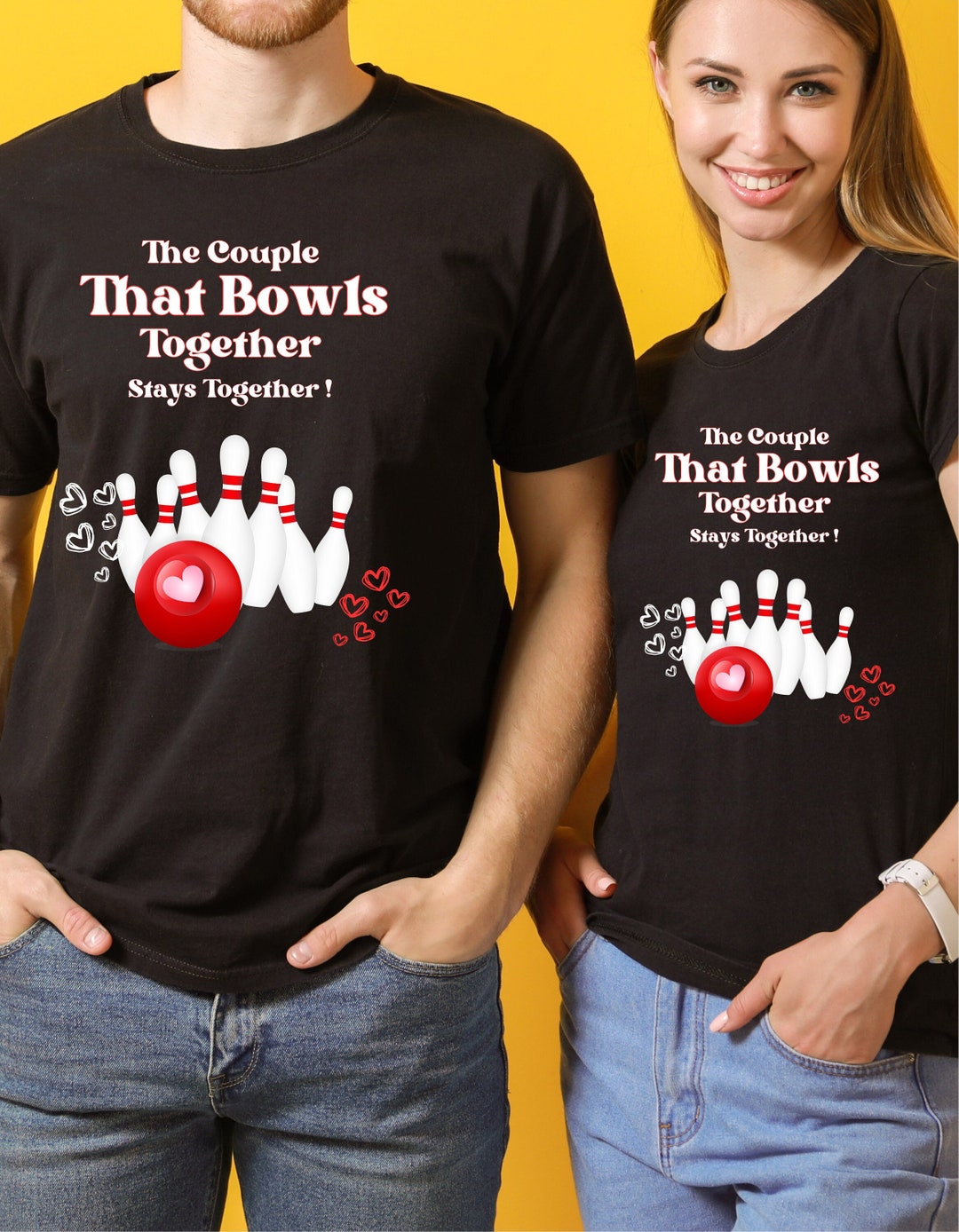 Bowling T-shirt, Matching Shirts, Couple Bowling Shirt, Gift for Her, Couple T-shirt, Bowling ...