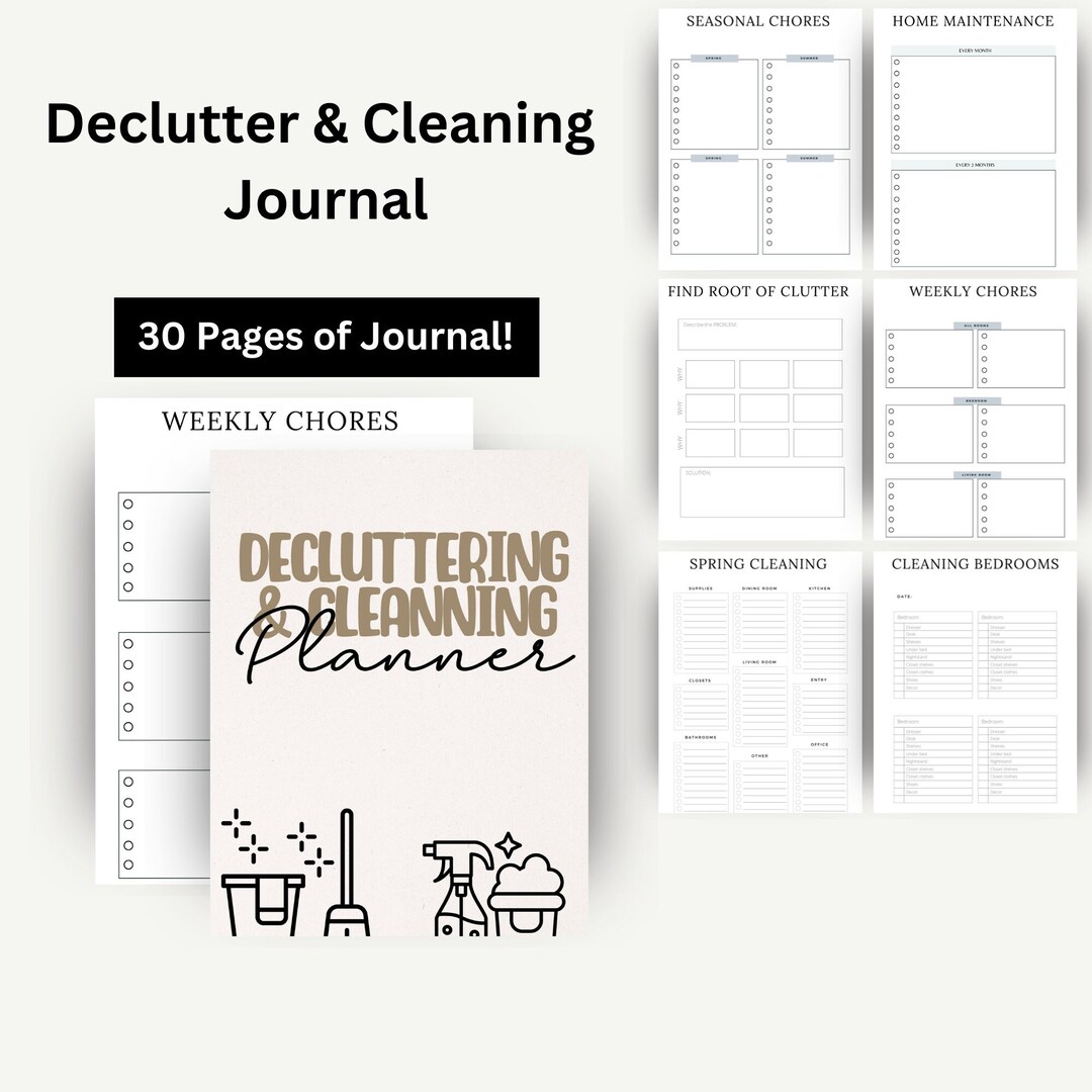 Declutter Checklist, Declutter Tracker, Declutter and Cleaning Journal ...