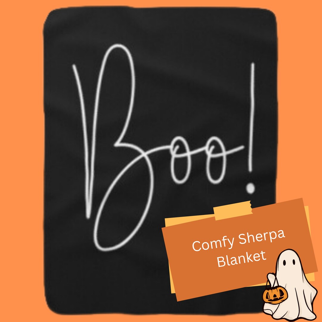 Halloween Blanket, Boo Sherpa Fleece Blanket, Halloween Unique Gift ...
