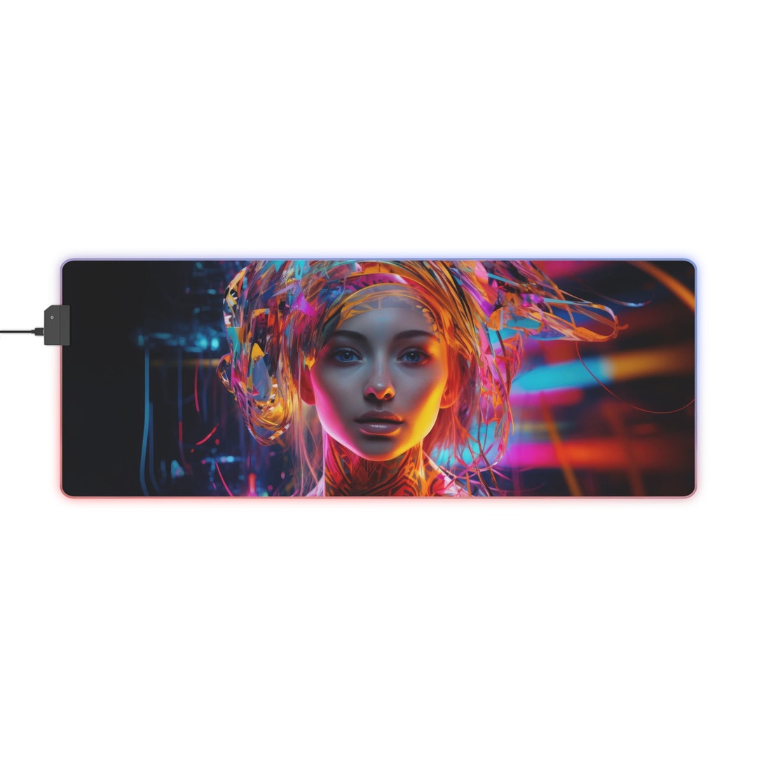 Color Pop Girl Portrait RGB LED Mouse Pad Xxl Gaming - Etsy