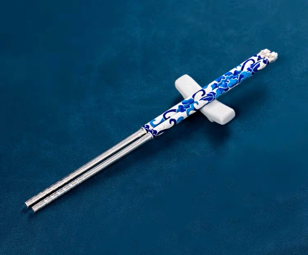 999 Pure Solid Silver 55g Chopsticks/wrapped With Cloisonné/handmade ...