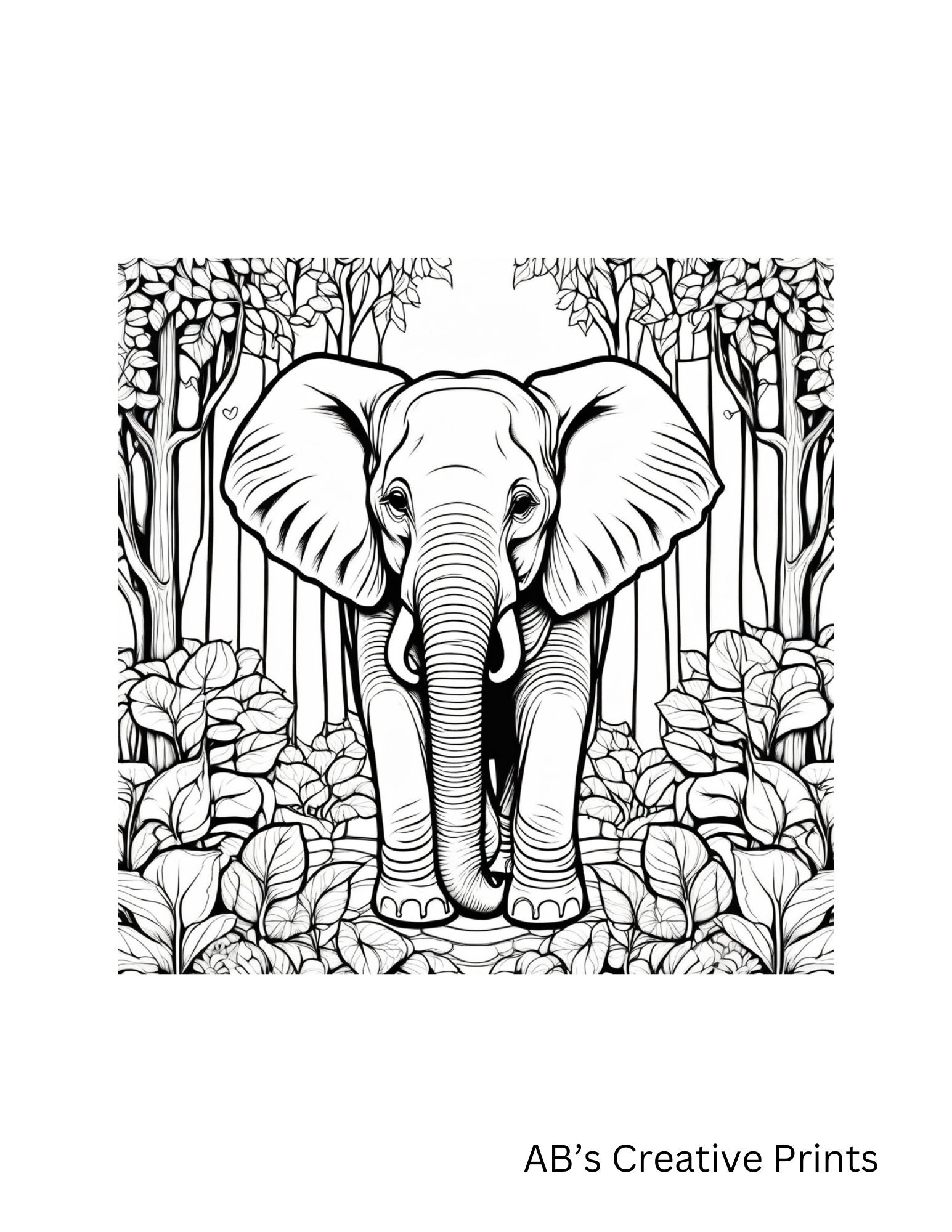 Elegant Elephant Coloring Pages for Adults | Printable Stress Relief ...