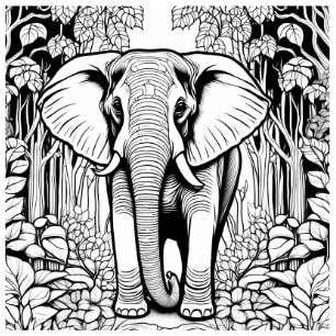 Elegant Elephant Coloring Pages for Adults | Printable Stress Relief ...