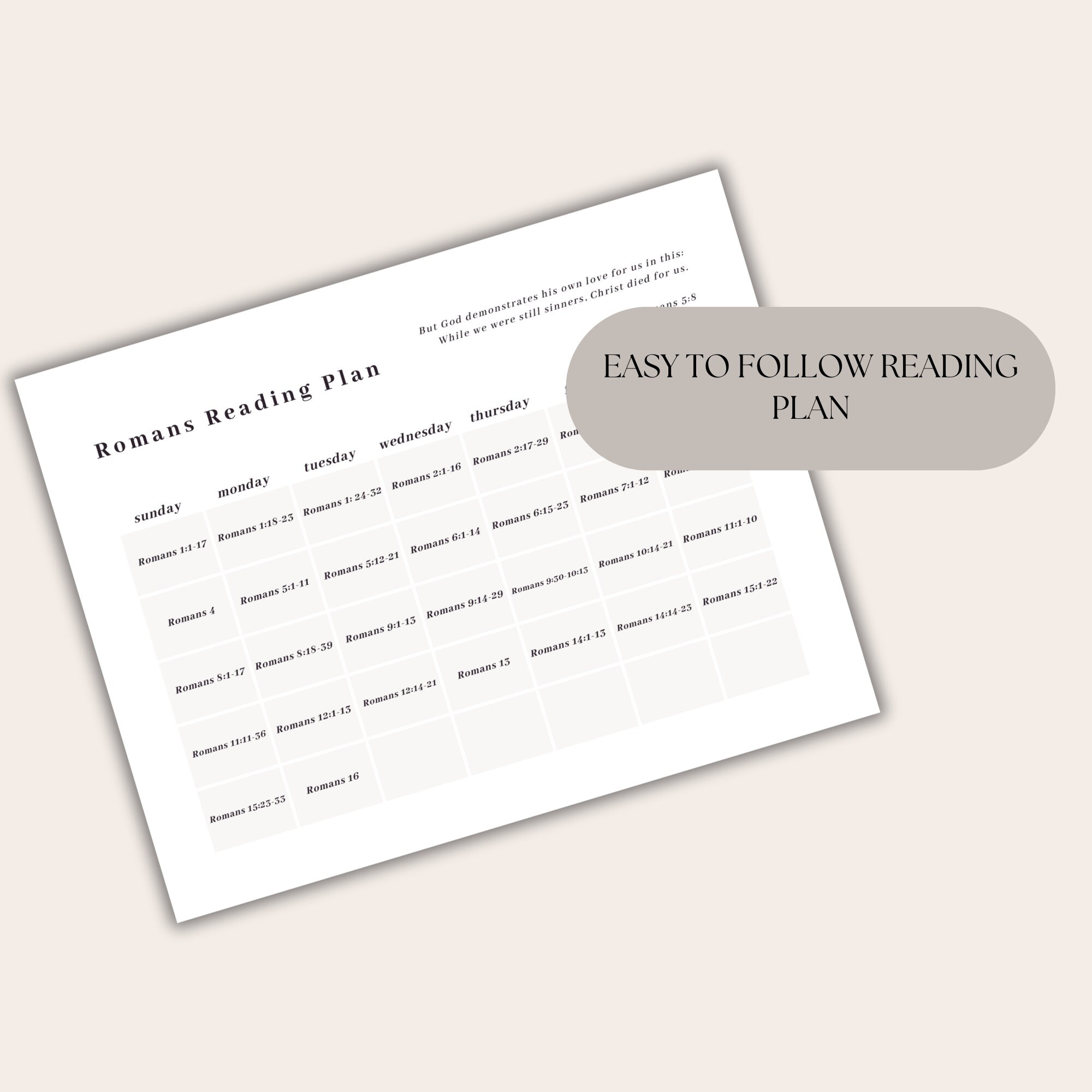 Romans Bible Study 30 Day Bible Reading Plan Digital Download PDF Bible ...