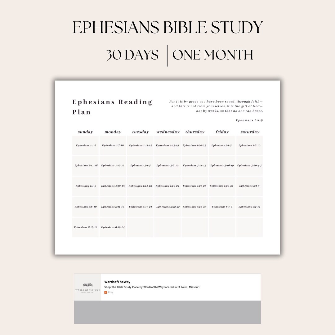 Ephesians Bible Study 30 Day Bible Reading Plan Digital - Etsy