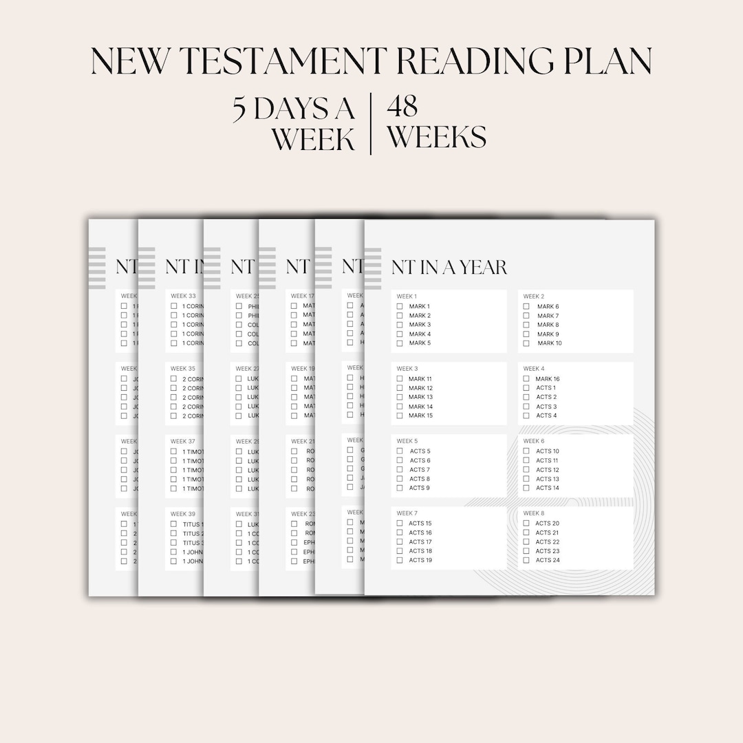 New Testament Reading Plan One Year Bible Reading Plan 48 Weeks Bible ...