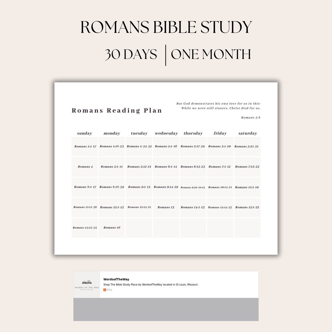 Romans Bible Study 30 Day Bible Reading Plan Digital Download PDF Bible ...