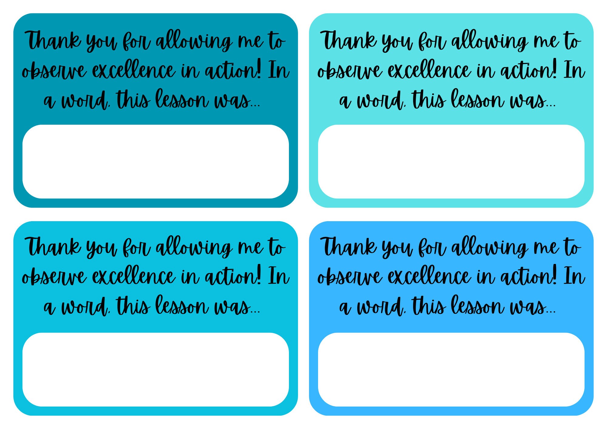 After Teacher Observation Quick Cards - Etsy