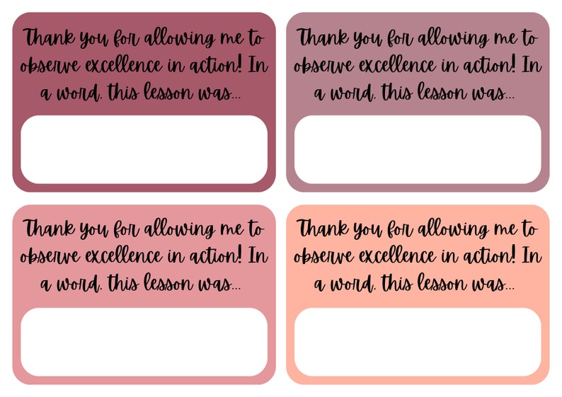 After Teacher Observation Quick Cards - Etsy