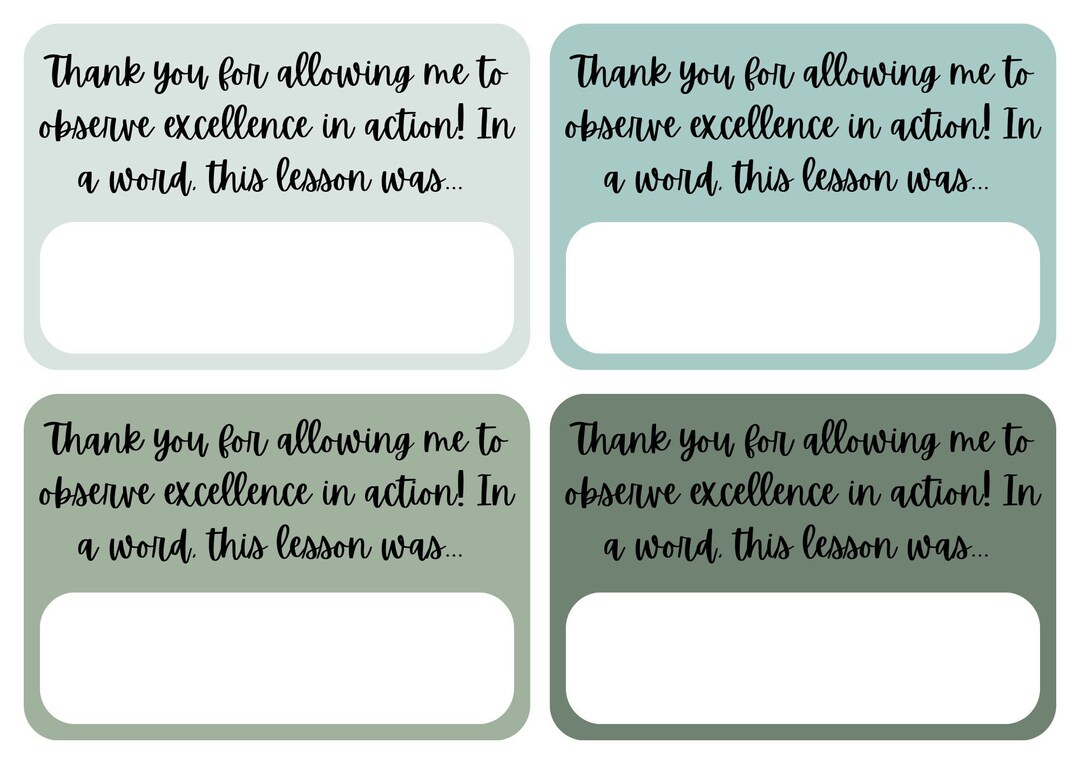 After Teacher Observation Quick Cards - Etsy