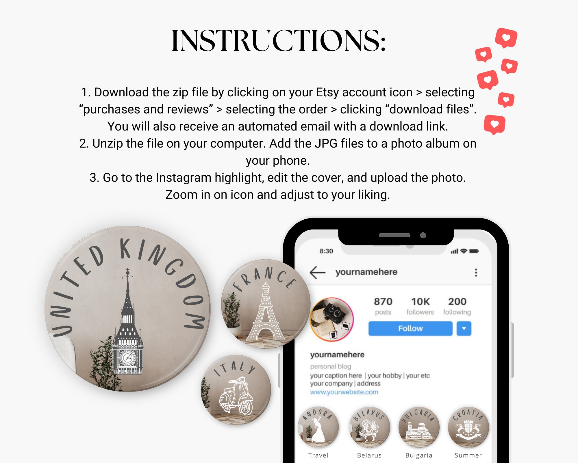 WORLD Countries, 148 Instagram Travel Story Highlight Covers, Instagram ...