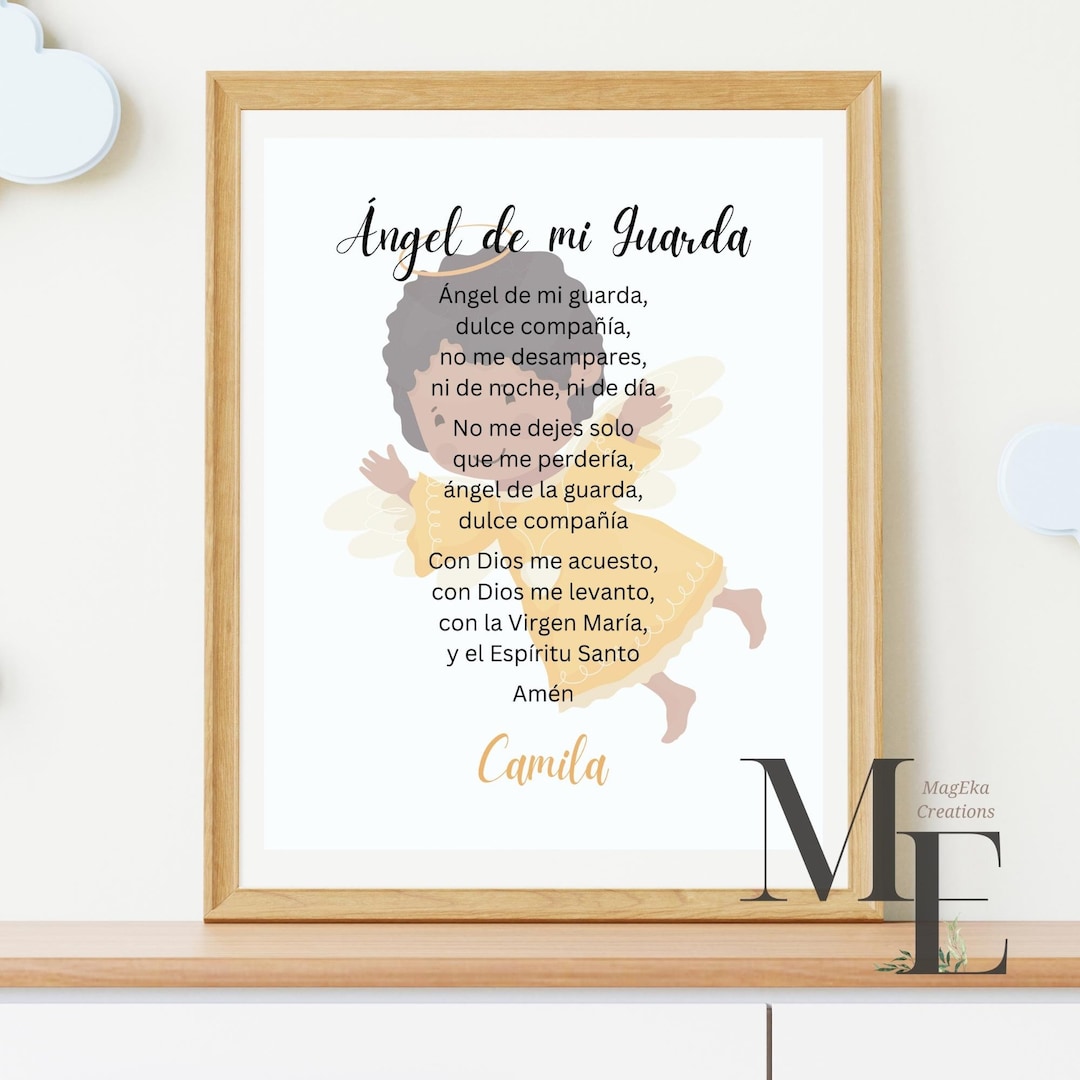 Angel De Mi Guarda Wall Art Guardian Angel in Spanish Personalized ...