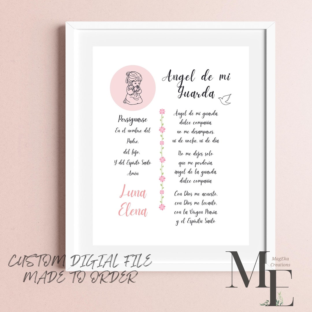 Personalized Digital File Angel De Mi Guarda Spanish Guardian Angel ...