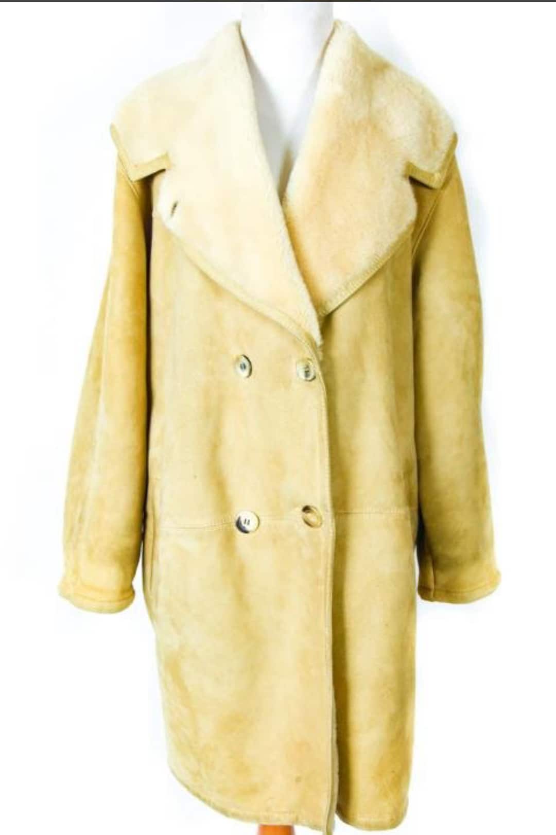 Vintage Ruffo Women's Shearling Camel Driving Coat- Unisex - Etsy