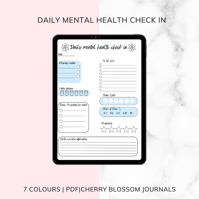 Digital Daily Mental Health Check in Journal Page | PDF | iPad Journal ...