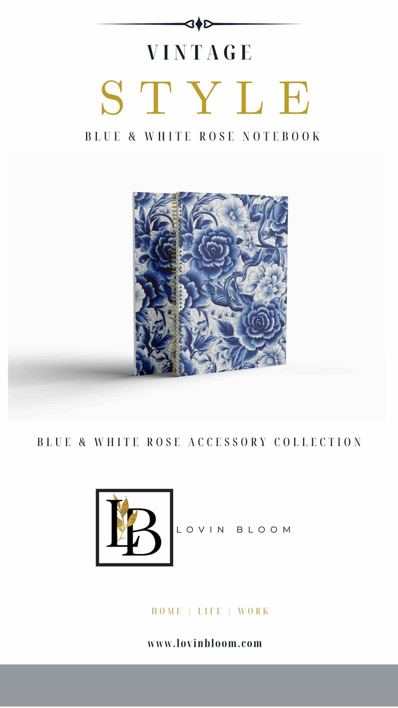 Hardcover Floral Notebook Gold Spiral for Her Wedding Notebook ...