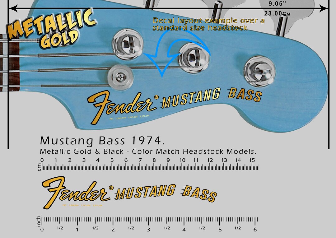 Fender Mustang Bass 1974 GOLD (color Match Headstock) Decal - Etsy