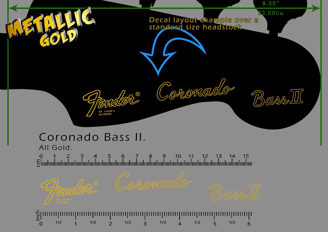 Fender Coronado BASS II - All GOLD - Waterslide Decal - Etsy