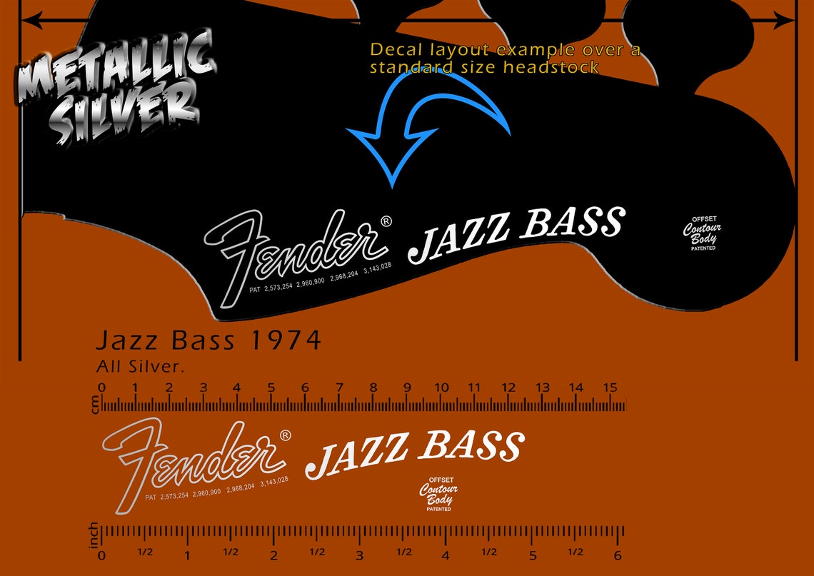 Fender Jazz Bass 1974 Waterslide Decal ALL SILVER - Etsy