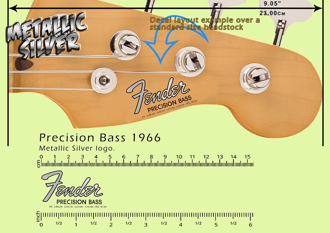 Fender Precision Bass 1966 - Waterslide Decal - Metallic Silver Logo - Etsy