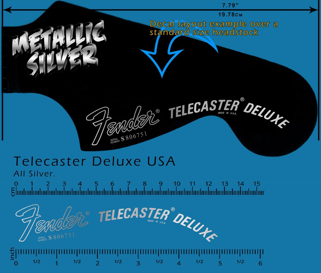 Fender Telecaster Deluxe USA - Waterslide Decal - ALL SILVER - Etsy