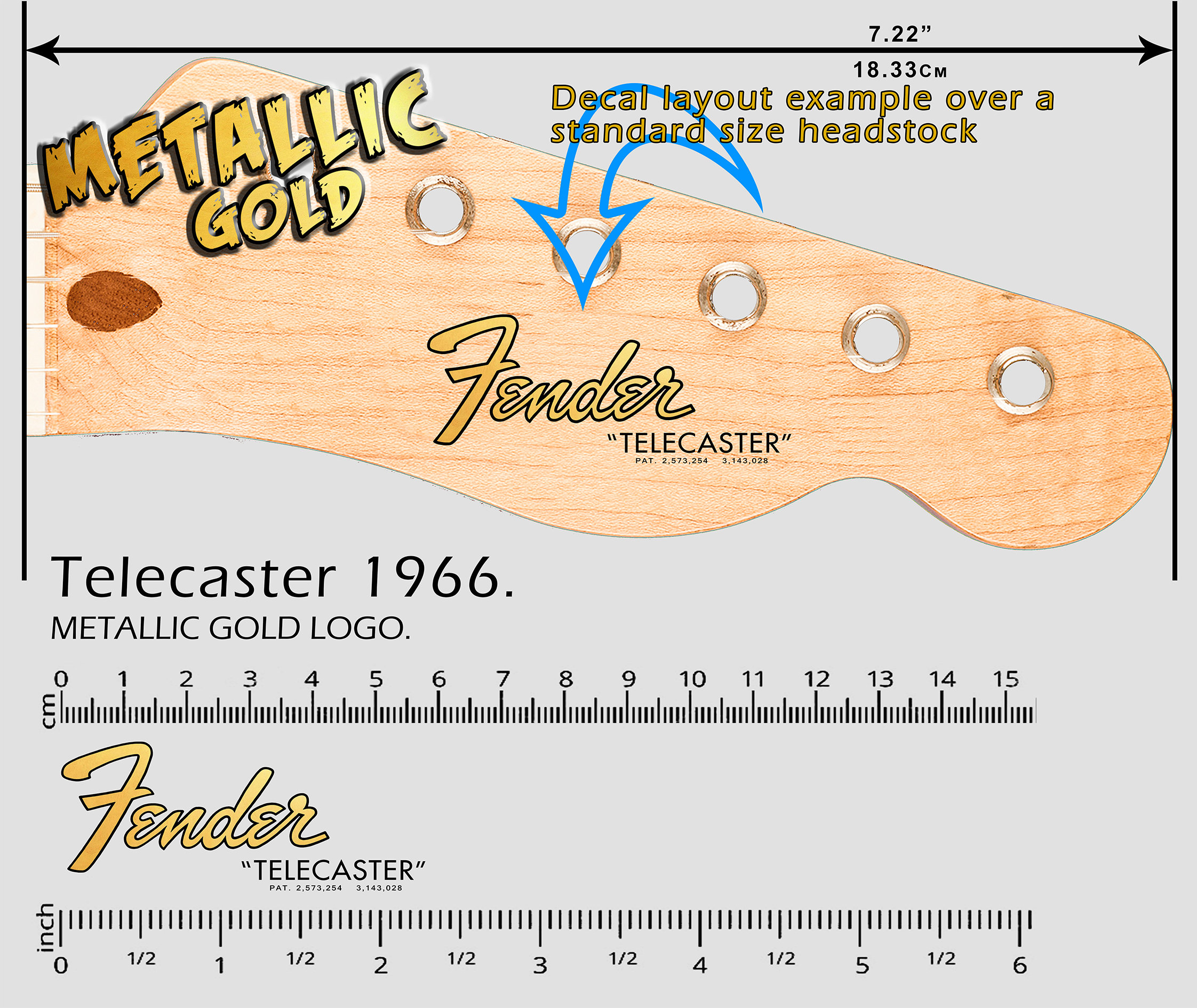 Fender Telecaster 1966 Waterslide Decal Metallic Gold Logo - Etsy