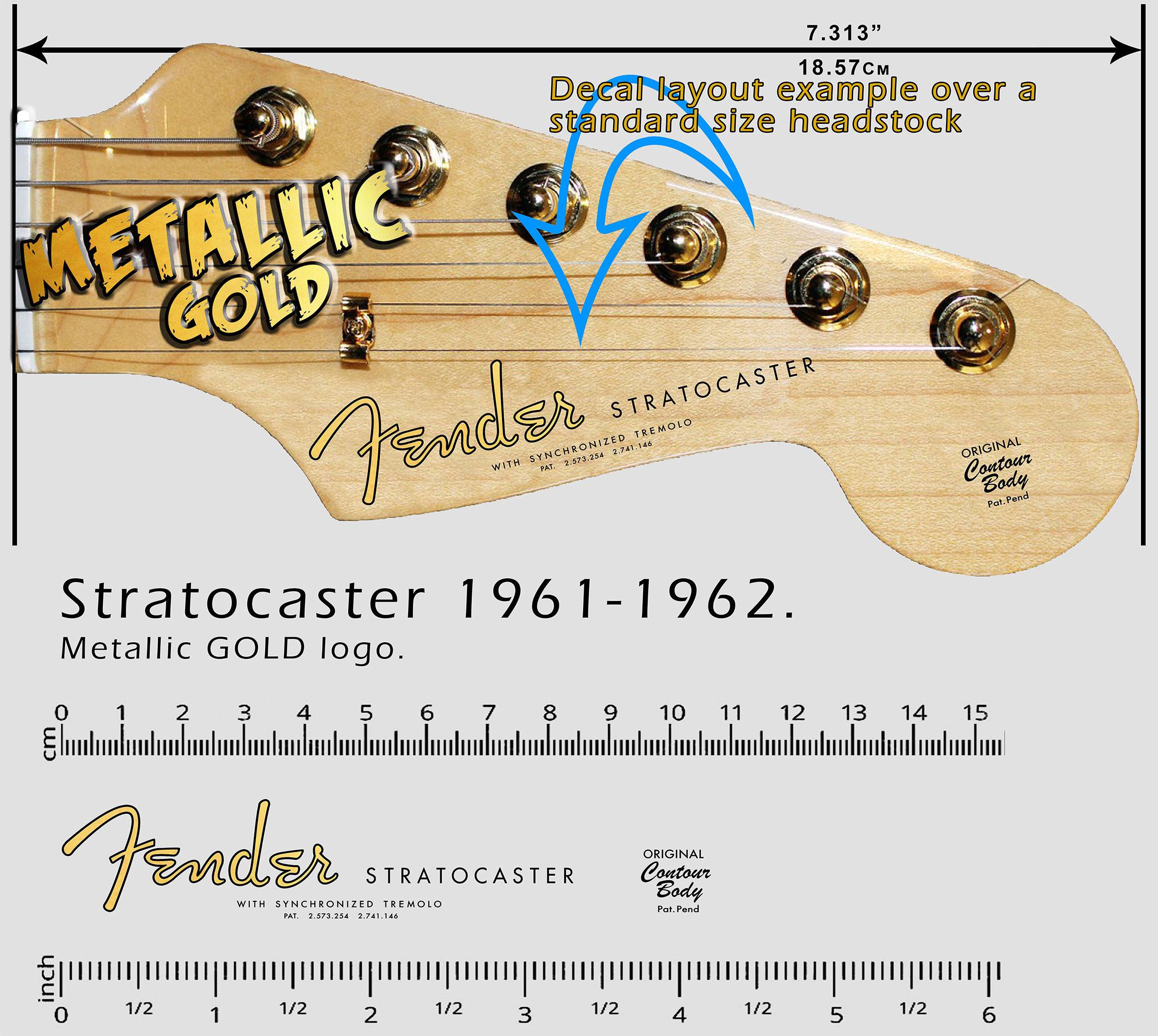 Fender Stratocaster 1961-1962 - Waterslide Decal - Metallic Gold Logo - Etsy