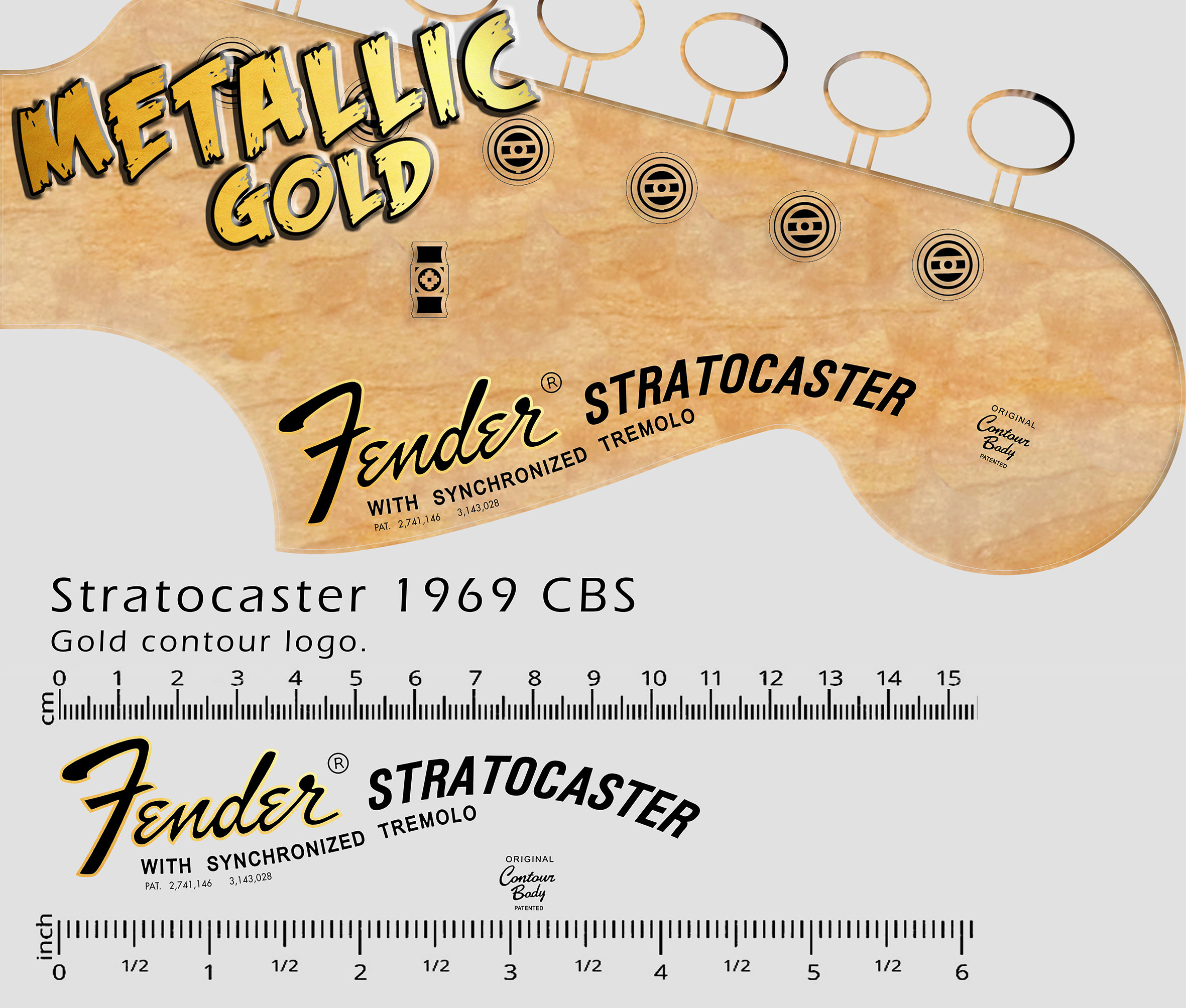 Fender Stratocaster 1969 - Waterslide Decal - Metallic Gold Logo - Etsy