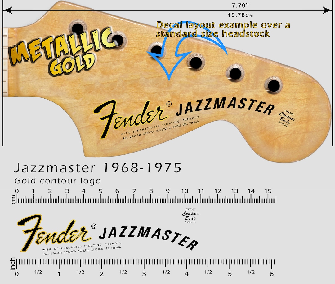 Fender Jazzmaster 1968-1975 - Waterslide Decal - Metallic Gold Logo - Etsy