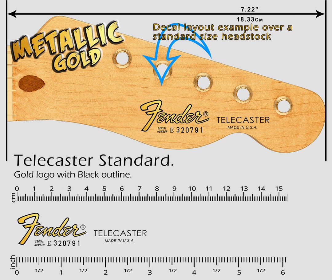 Fender Telecaster Standard - GOLD - Waterslide Decal - Etsy