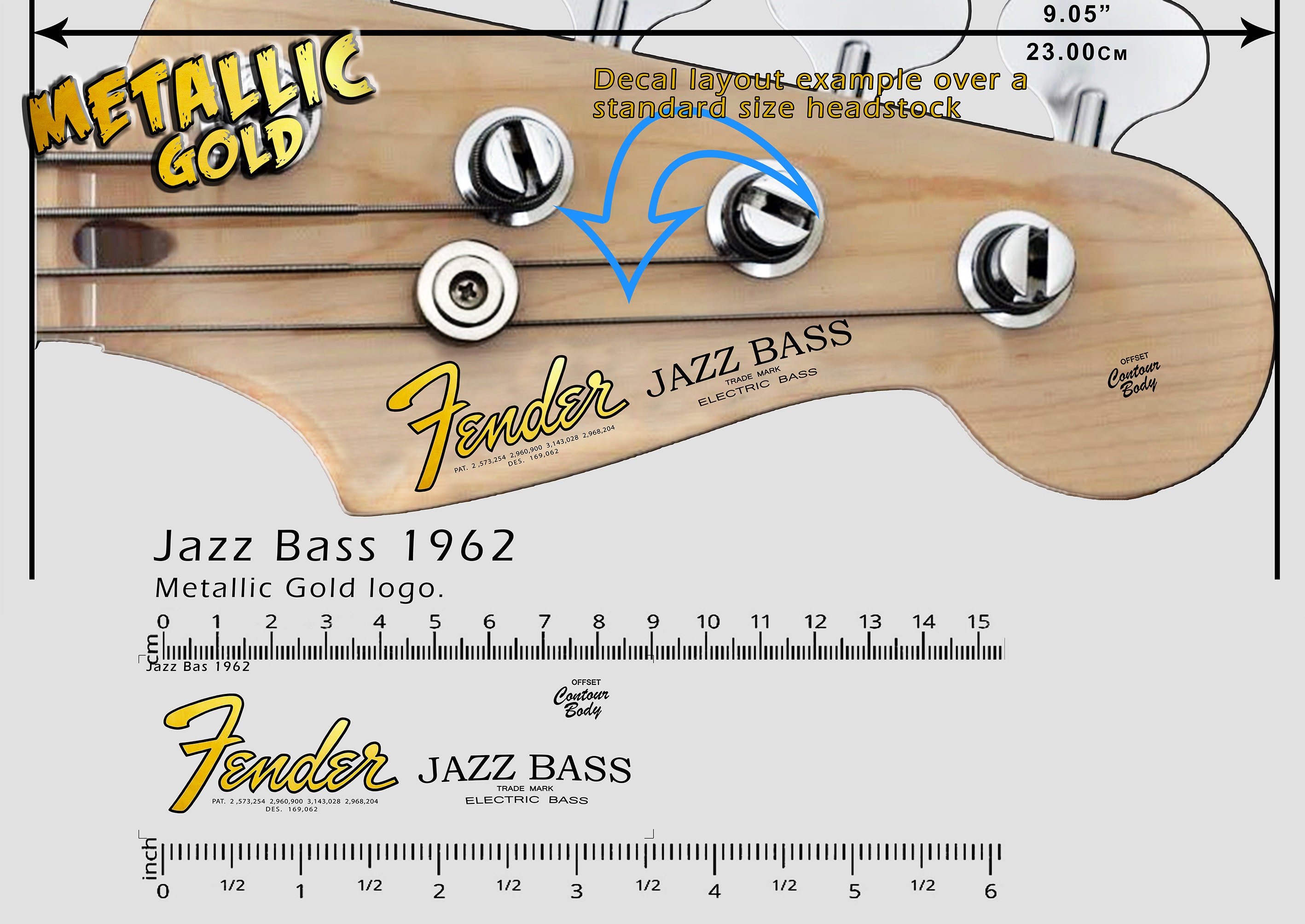 Fender Jazz Bass 1962 Waterslide Decal Metallic Gold Logo - Etsy