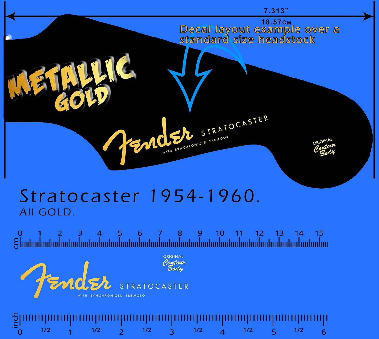 Fender Stratocaster 1954-1960 ALL GOLD - Waterslide Decals - Etsy