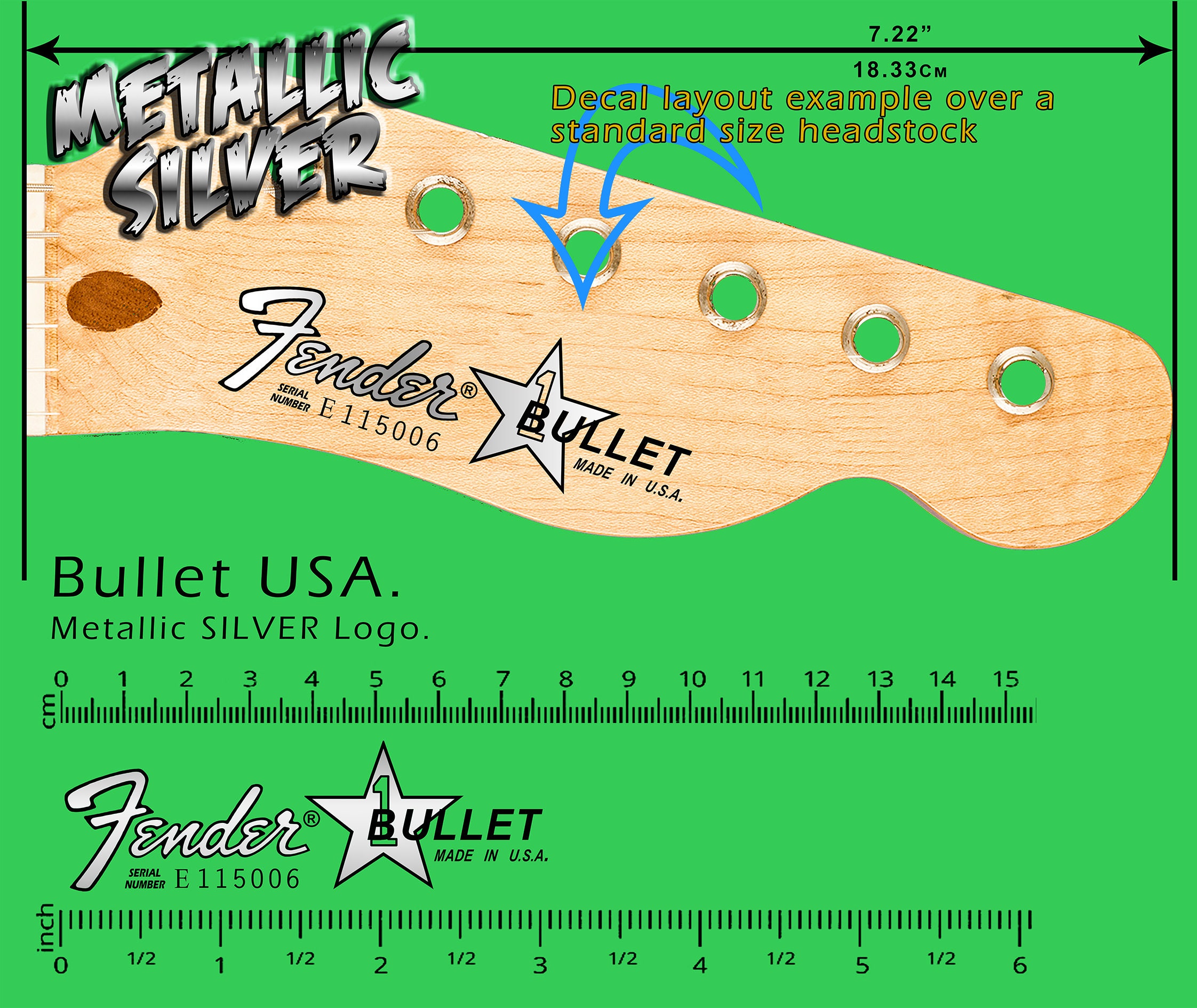 Fender Bullet - Waterslide Decal - Metallic Silver Logo - Etsy