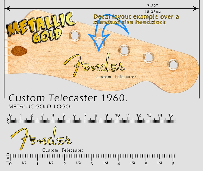 Fender Custom Telecaster 1960 - Waterslide Decal - Metallic Gold Logo ...