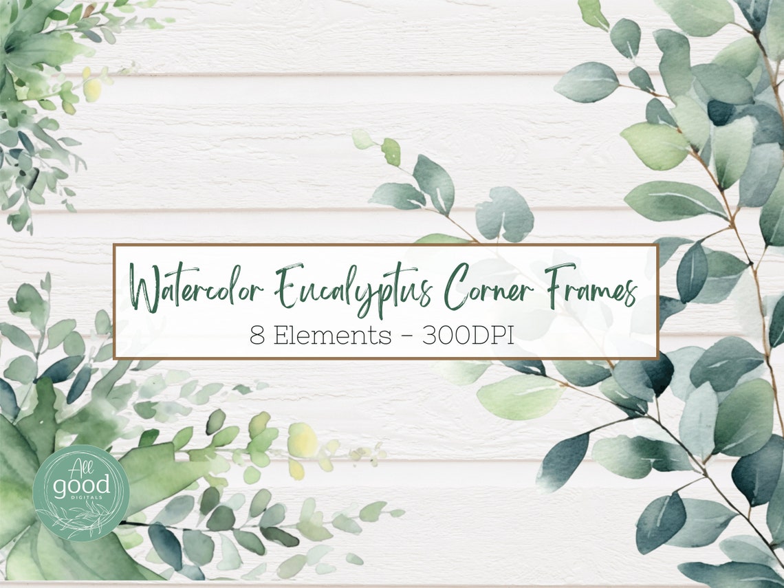 Watercolor Greenery Eucalyptus Clipart Greenery Clipart Green Foliage ...