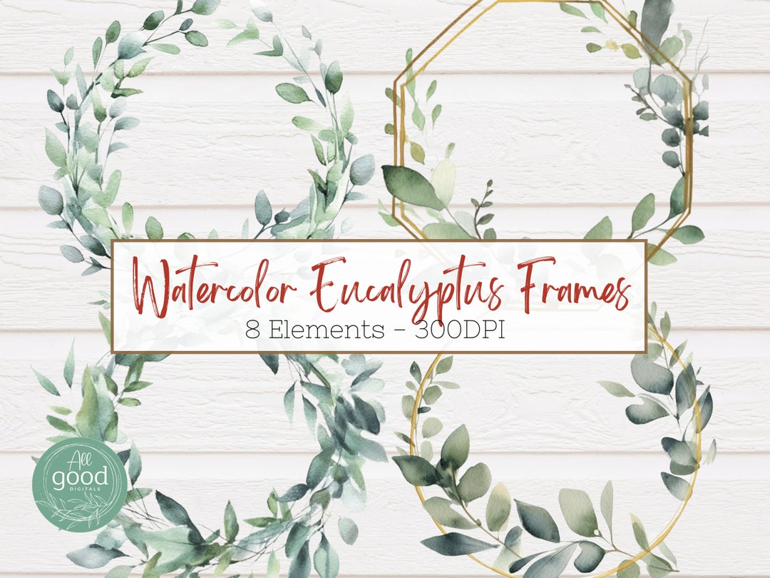 Watercolor Greenery | Eucalyptus Clipart | Greenery Clipart | Green ...
