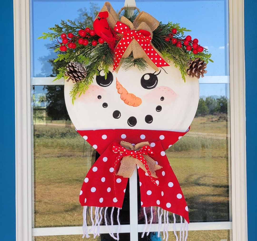 Cute Snowman Wreath, Snowmen Front Porch Sign, Christmas Front Door ...