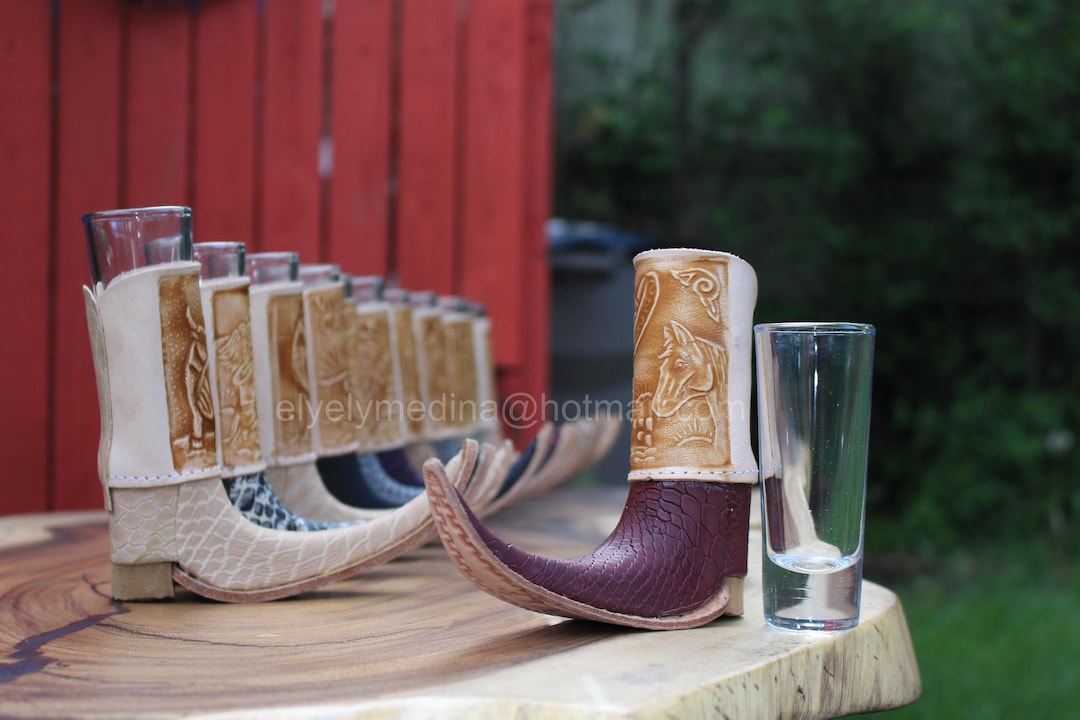 4 Pack Mexican Leather Mini Boot Tequila Shot - Original Artisan Bota ...