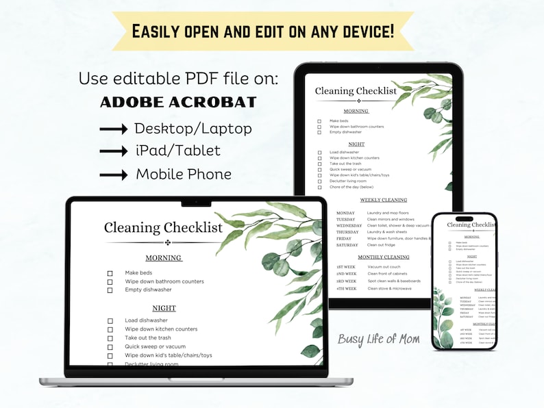 Printable Cleaning Checklist;daily, Weekly, Monthly; Digital; Simple - Etsy