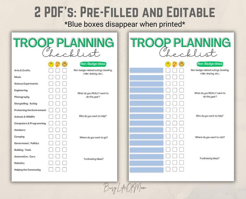 Troop Planning Checklist; Leader; Badges; Planner; Simple - Etsy